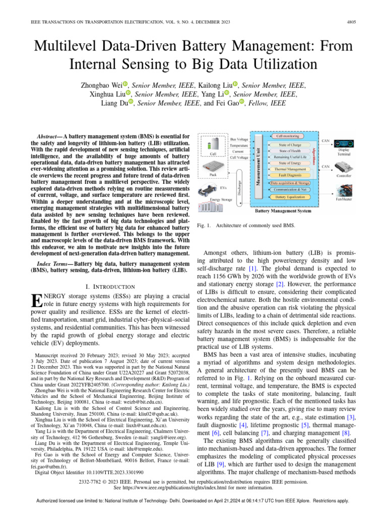 Data-Driven Battery Management Systems | PDF | Data Science | Machine ...