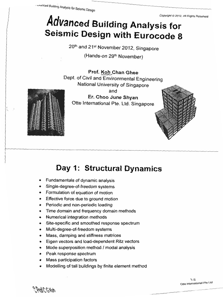 Advanced Building Analysis For Seismic Design With Eurocode 8 Day 1 | PDF