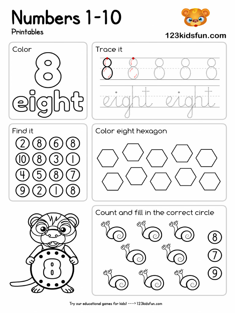 Number Worksheets 8 | PDF
