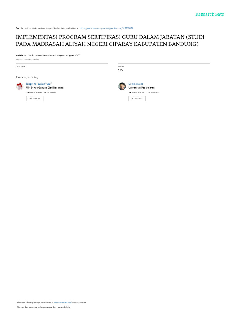 Implementasi Program Sertifikasi Guru Dalam Jabata | PDF | Karier & Perkembangan | Pengembangan Diri