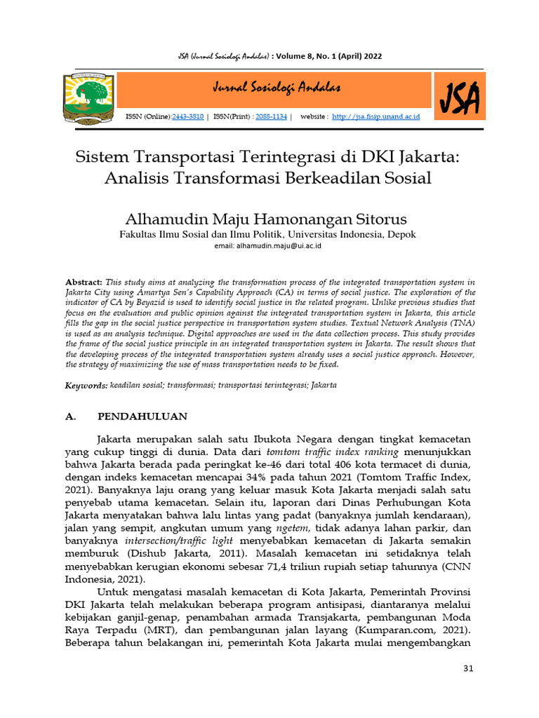Transformasi Transportasi Terintegrasi Jakarta | PDF | Komputer