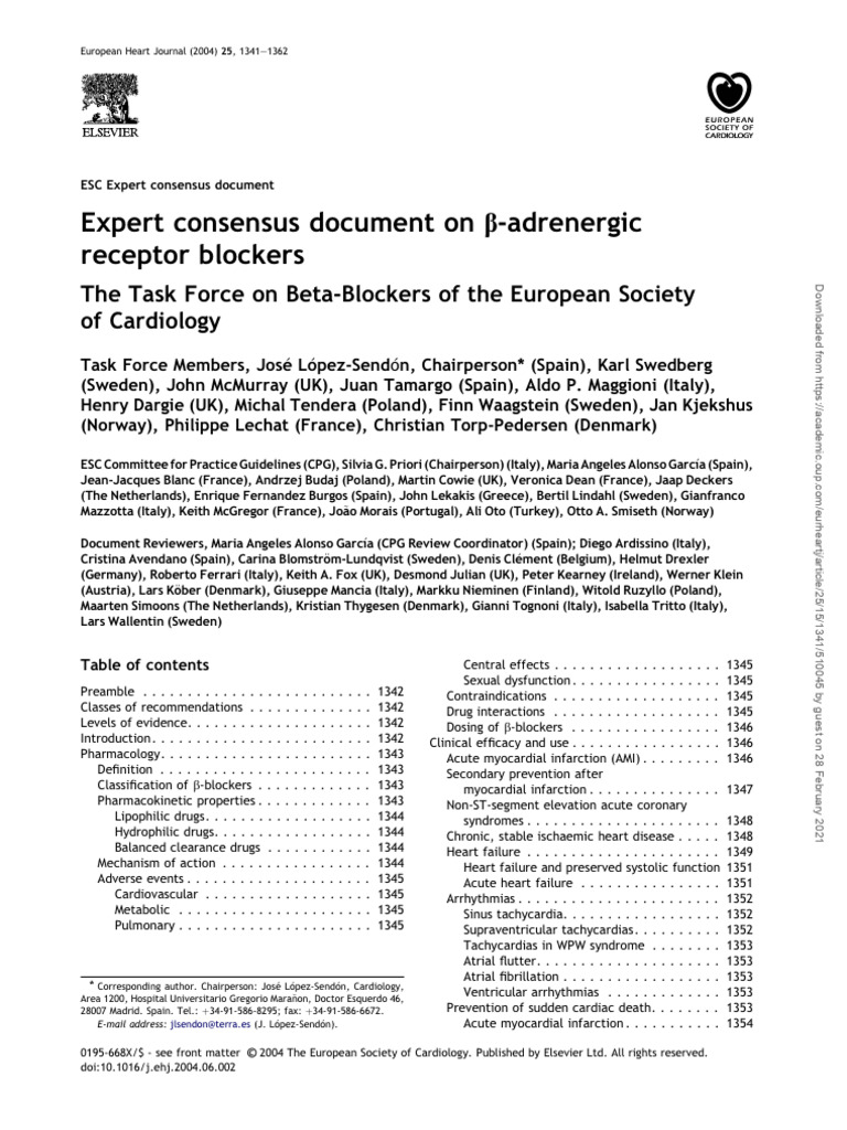 Expert Consensus Document On B-Adrenergic | PDF | Myocardial Infarction ...