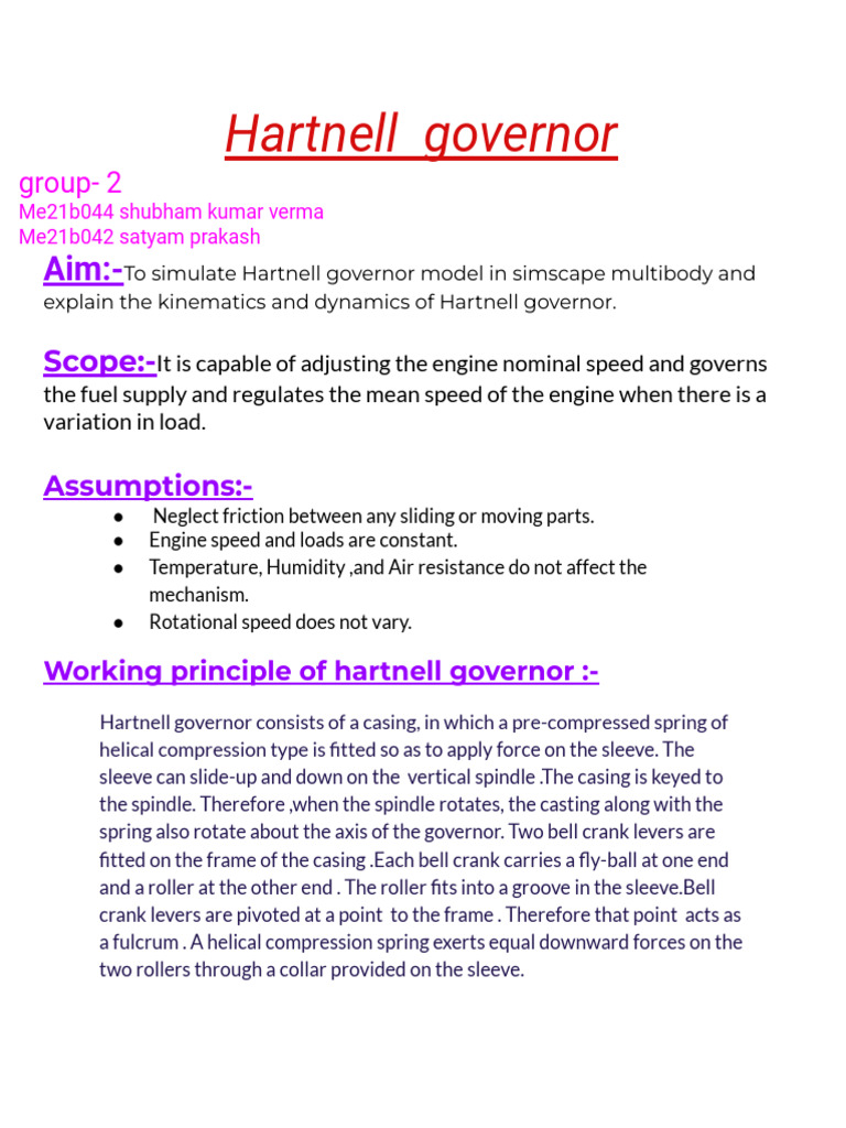 Engineering Students' Hartnell Governor Simulation | PDF | Lever | Engines