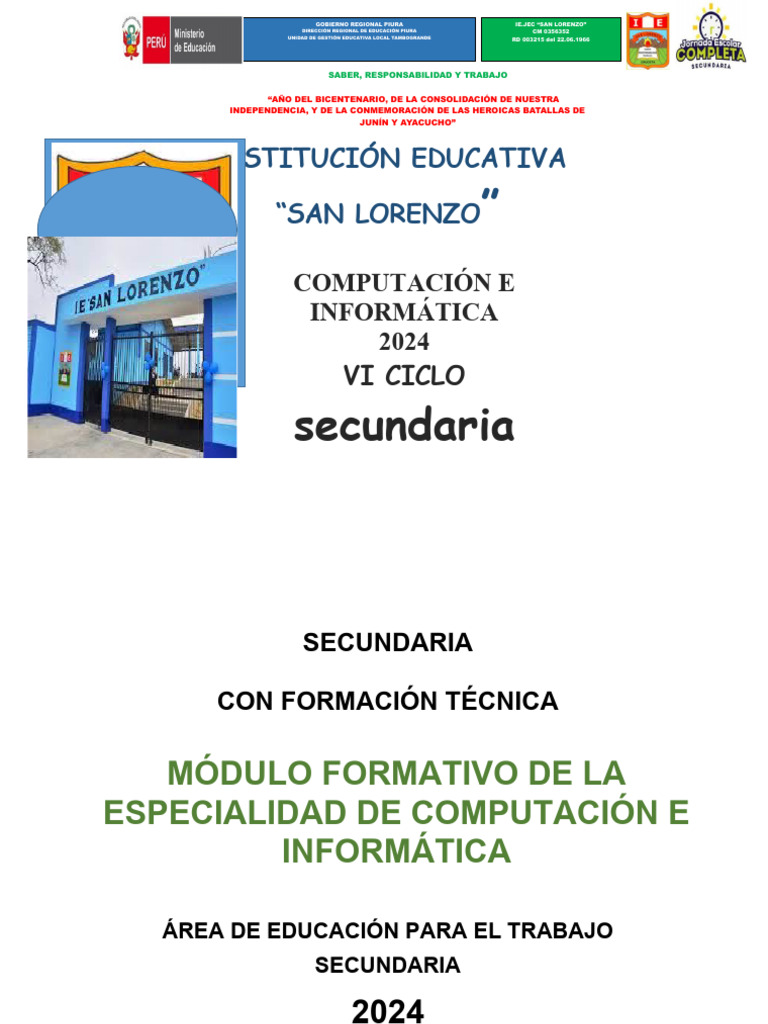 MODULO FORMATIVO VI CICLO Computacion e Informatica 2024 | PDF | Iniciativa empresarial | Enseñando