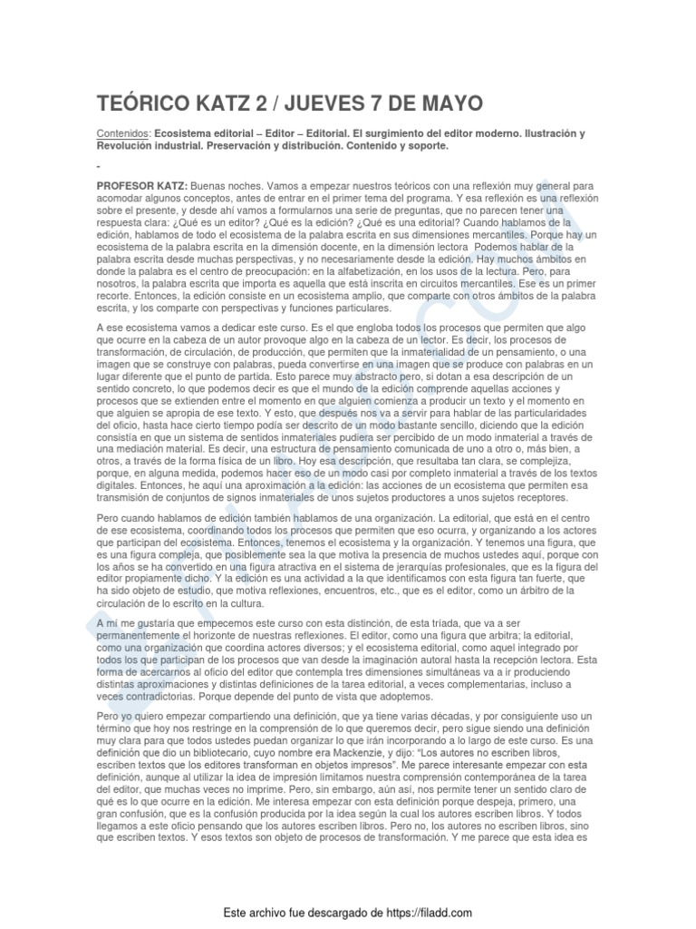 Teorico Katz 2 | PDF | Publicación | Conocimiento