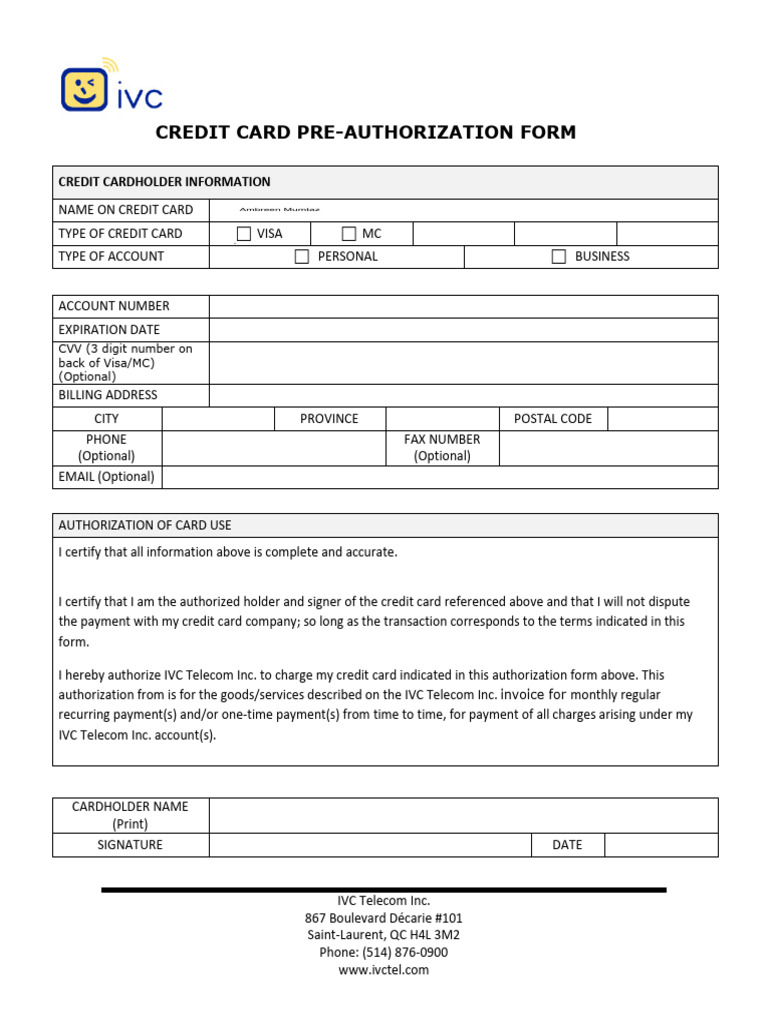 Payment Form Credit Card | PDF