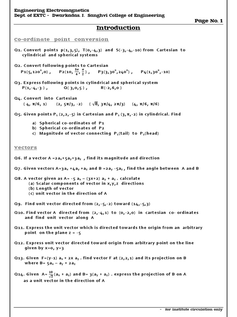 Numericals DJSCE July 2016 | PDF | Euclidean Vector | Area