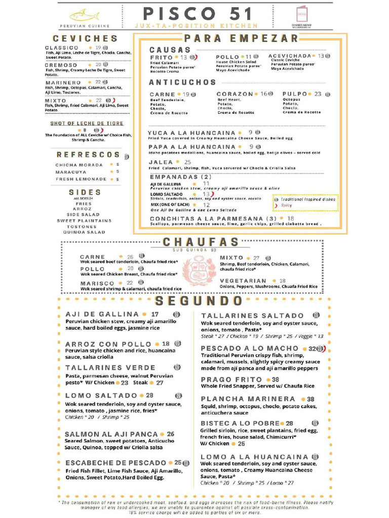 Menu Pisco51 | PDF