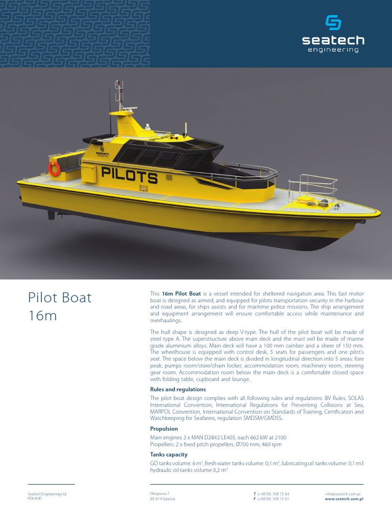 16m Aluminum Pilot Boat Specifications | PDF | Marine Propulsion | Deck ...