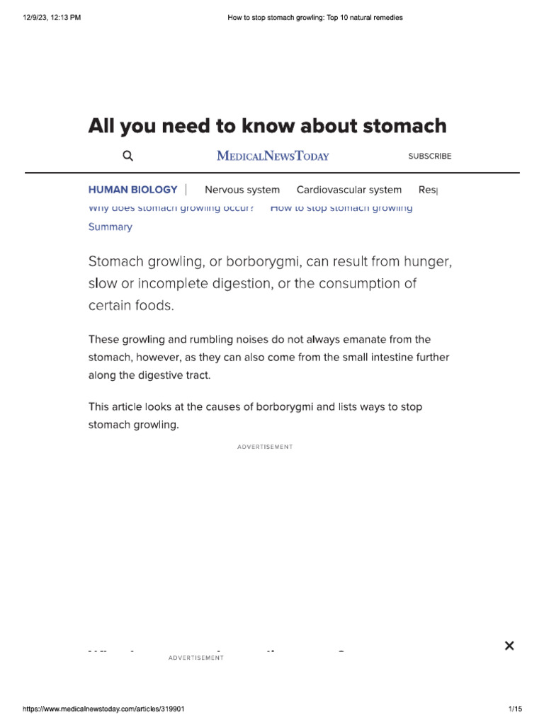 Stomach Growling | PDF