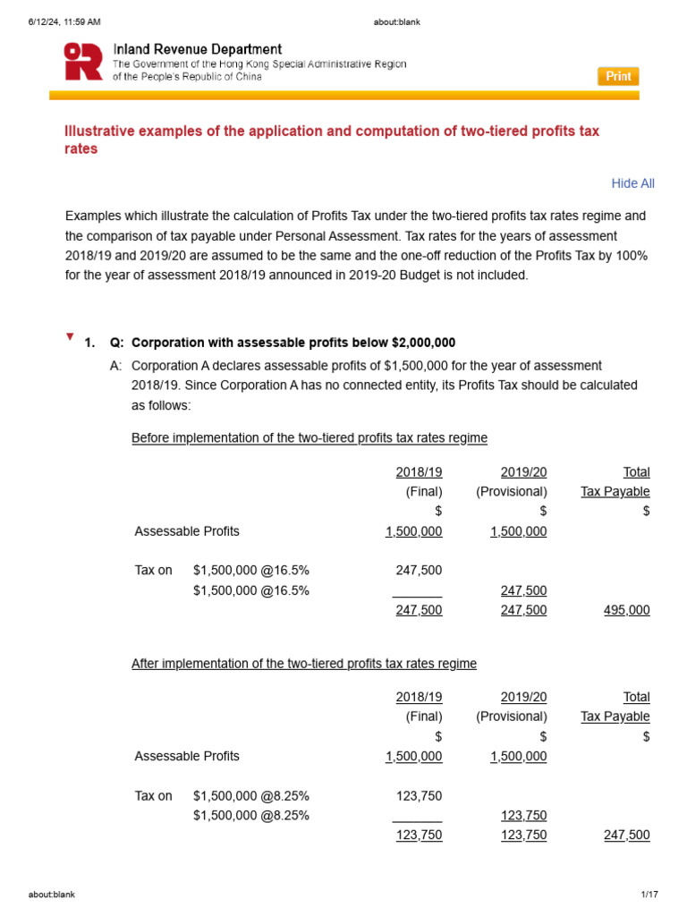 M14 Corp (2406) Notes (Extra) - Two-Tiered Tax Rate Examples | PDF ...