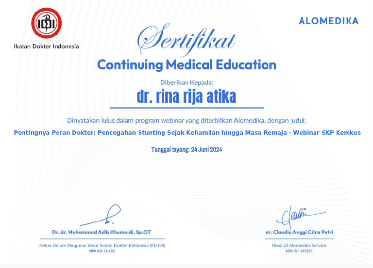 Sertifikat CME Pentingnya Peran Dokter Dalam Pencegahan Stunting Sejak Kehamilan Hingga Masa ...