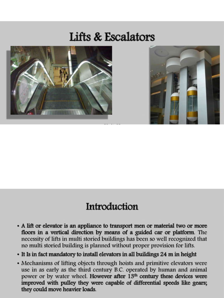 Lifts and Escalators | PDF