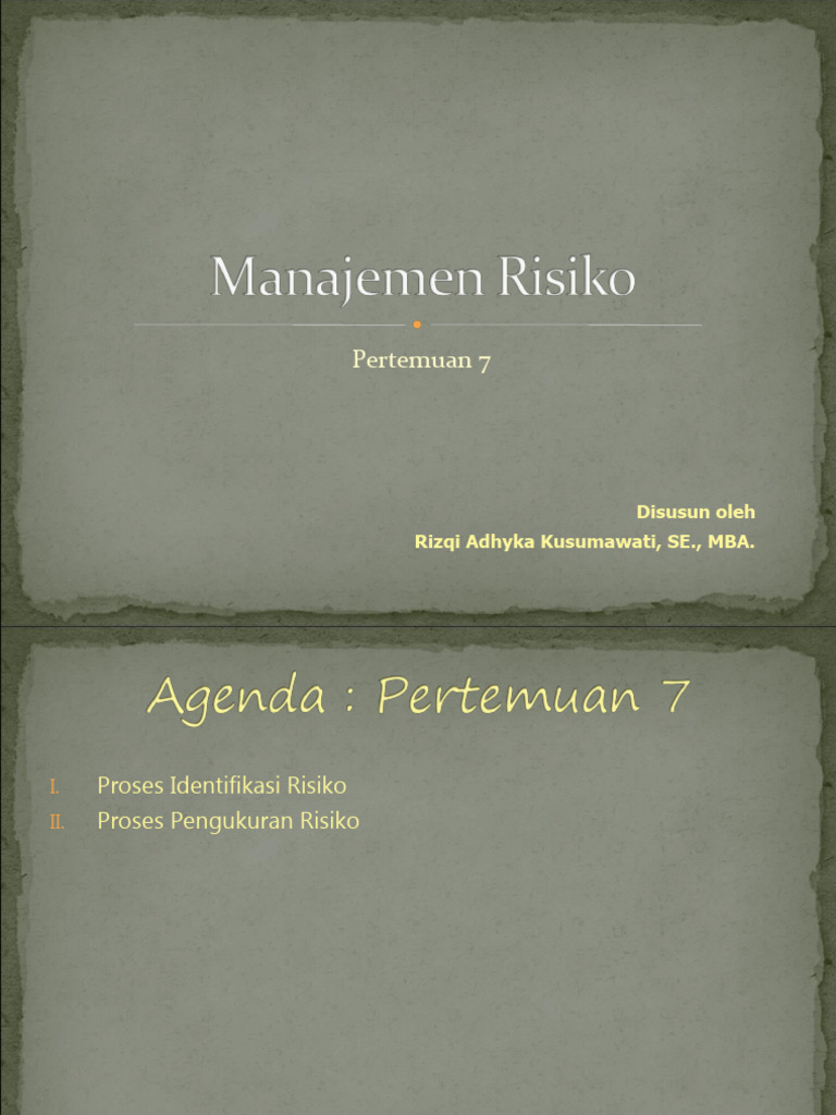 Proses Identifikasi Dan Pengukuran Risiko - Manajemen Risiko | PDF