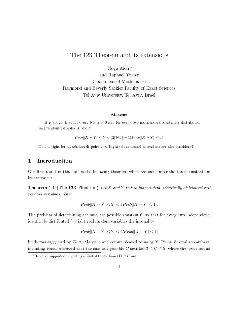 The 123 Theorem And Its Extensions Pdf Real Number Random Variable