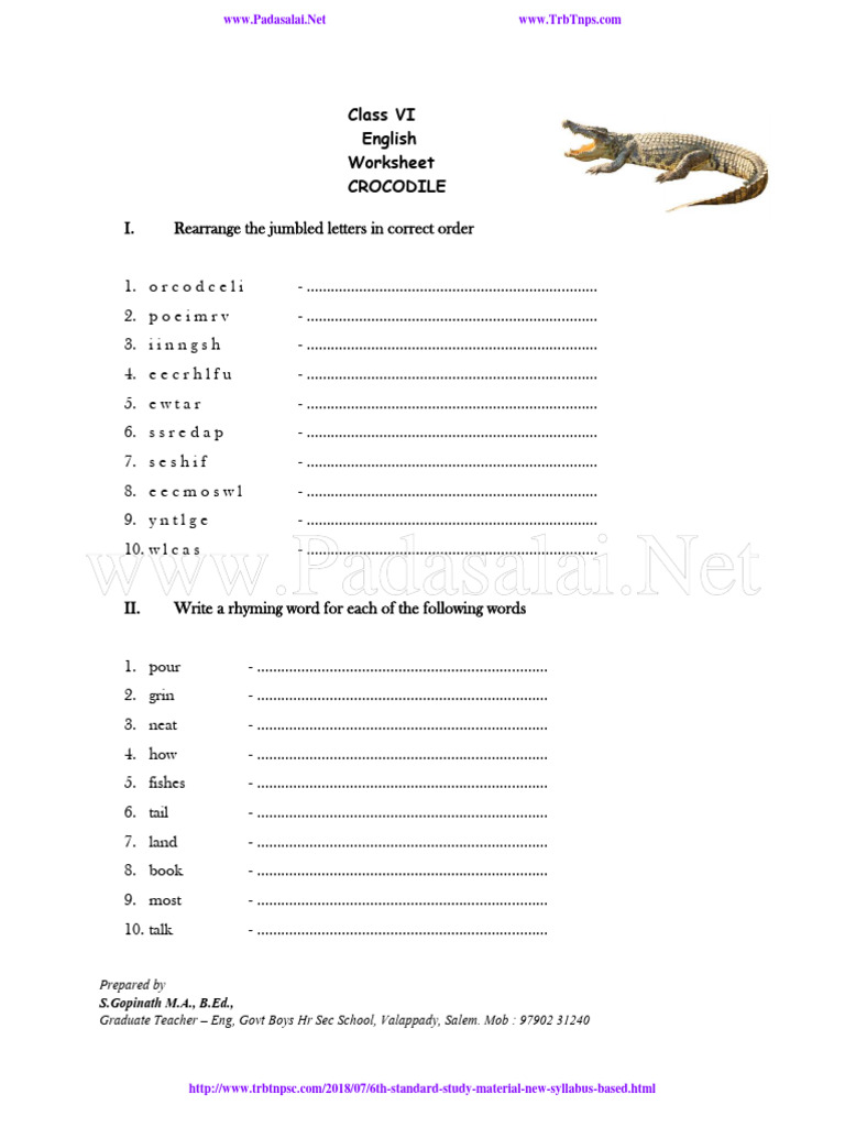 6th English Unit 12 Worksheets Study Material | PDF | Home & Garden
