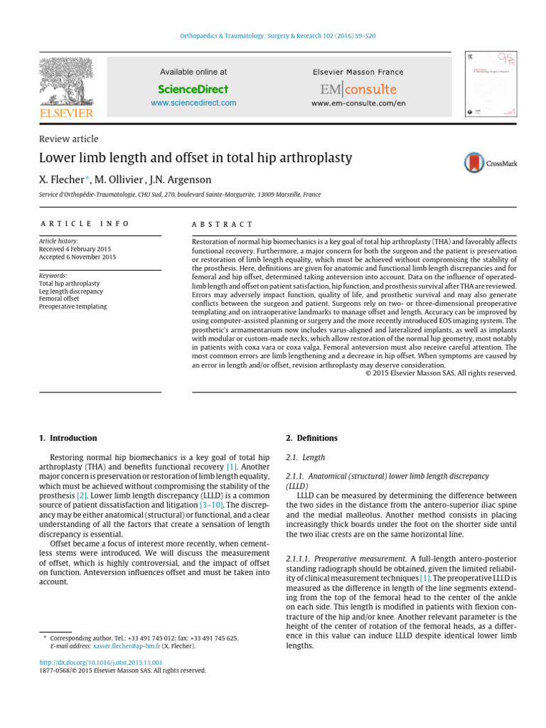 Lower Limb and Offset THA | PDF | Pelvis | Hip