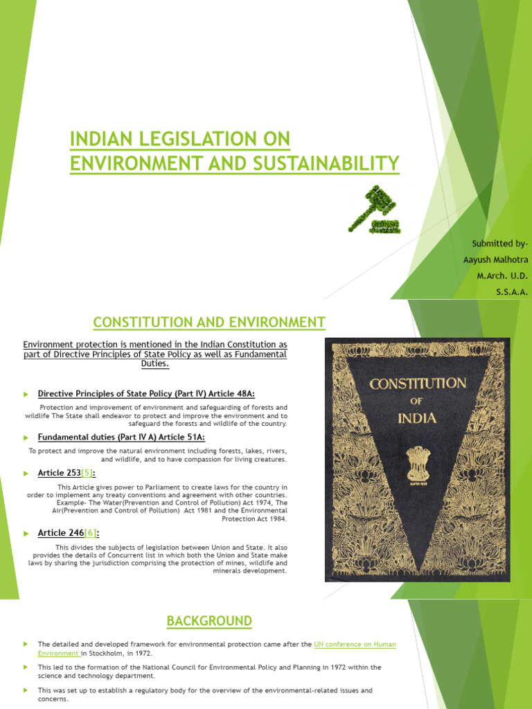 INDIAN LEGISLATION ON ENVIRONMENT AND SUSTAINABILITY | Download Free ...