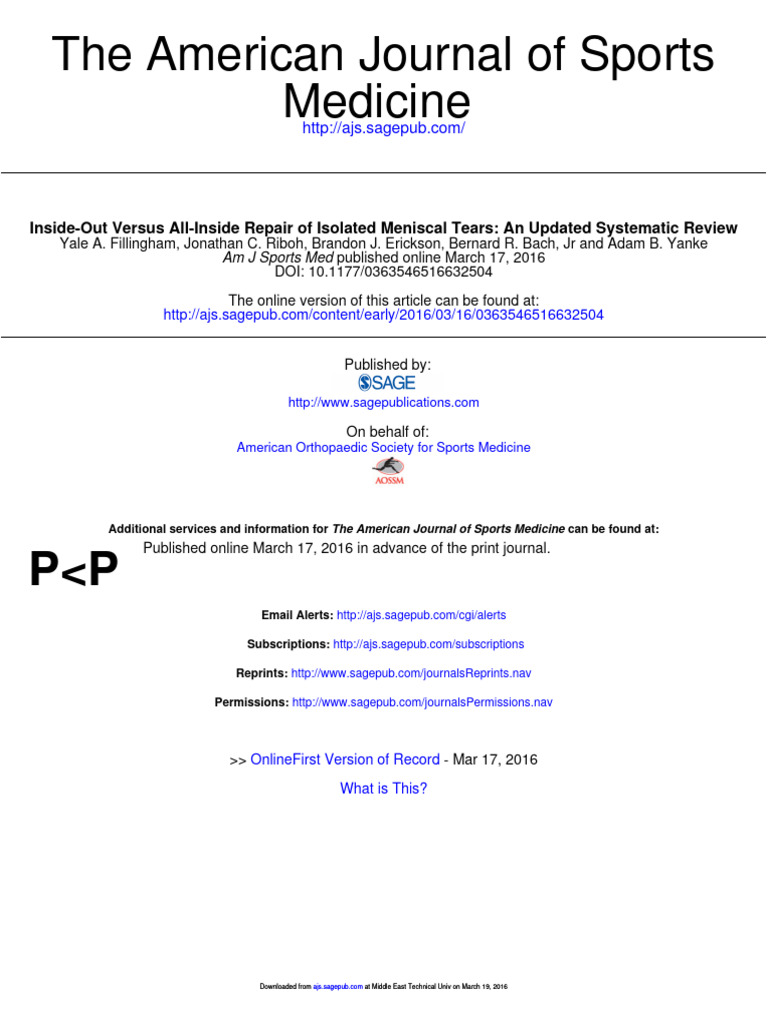 13 Inside Out Versus All Inside Repair of Isolated Meniscal Tears An ...