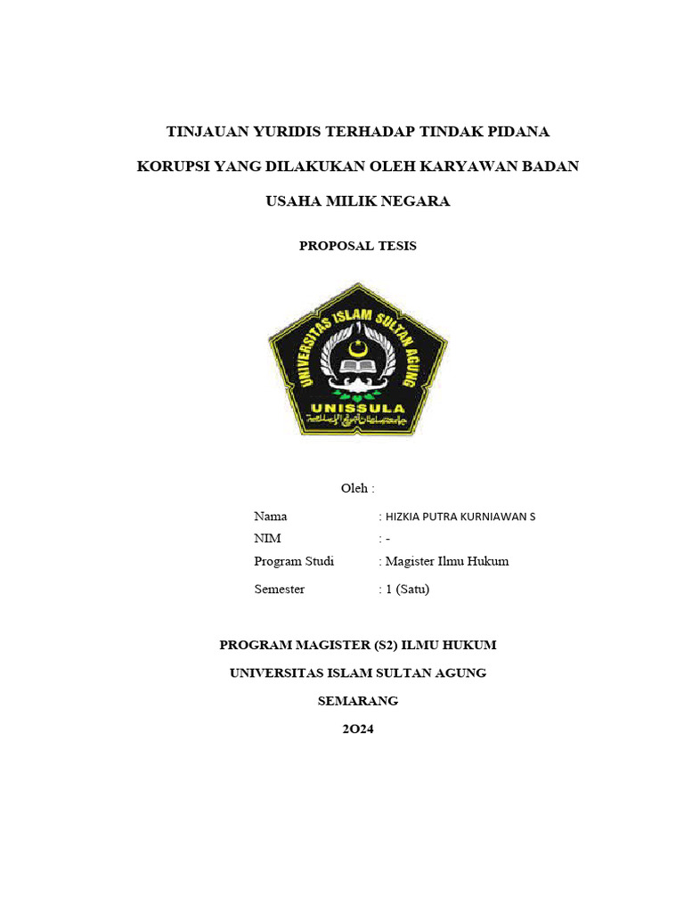 Proposal Tesis (Hizkia Putra Kurniawan S) | PDF | Ilmu Sosial