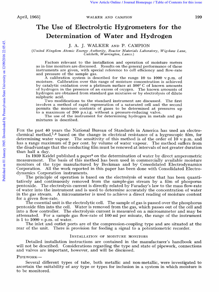 The Use of Electrolytic Hygrometers For The Determination of Water and ...