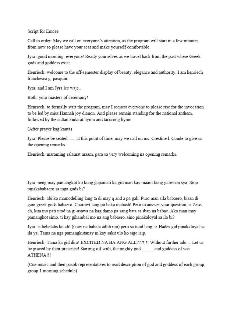 Script For The Event | PDF | Hades | Greek Underworld