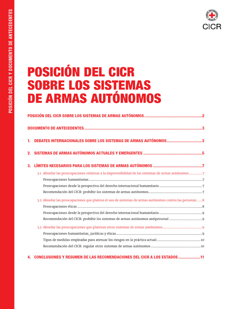Posición Del Cicr Armas Autonomas Letales | PDF | Ley humanitaria ...