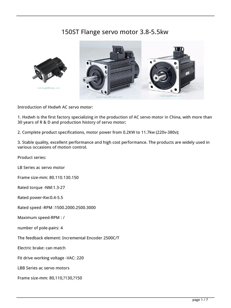 Copy 150st Flange Servo Motor 3 8 5 5kw | PDF