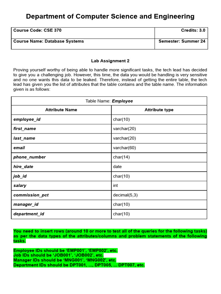 CSE370 Lab Assignment02 (Student View) | PDF | Table (Database) | Databases