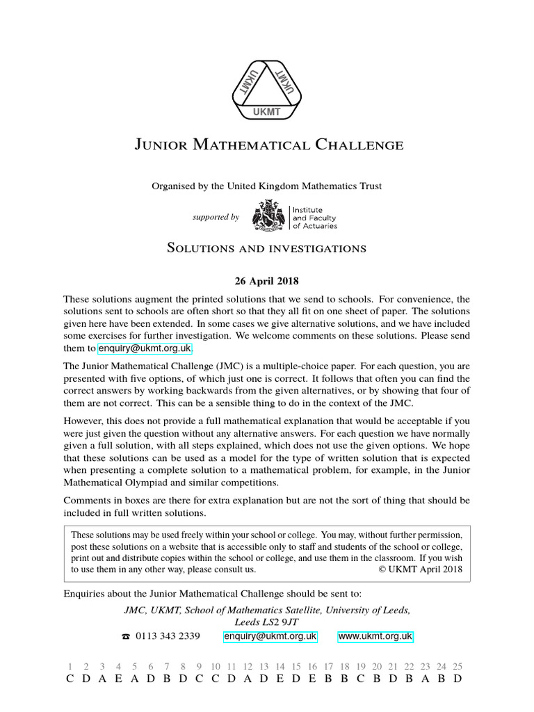 JMC 2018 Extended Solutions | PDF | Triangle | Geometry