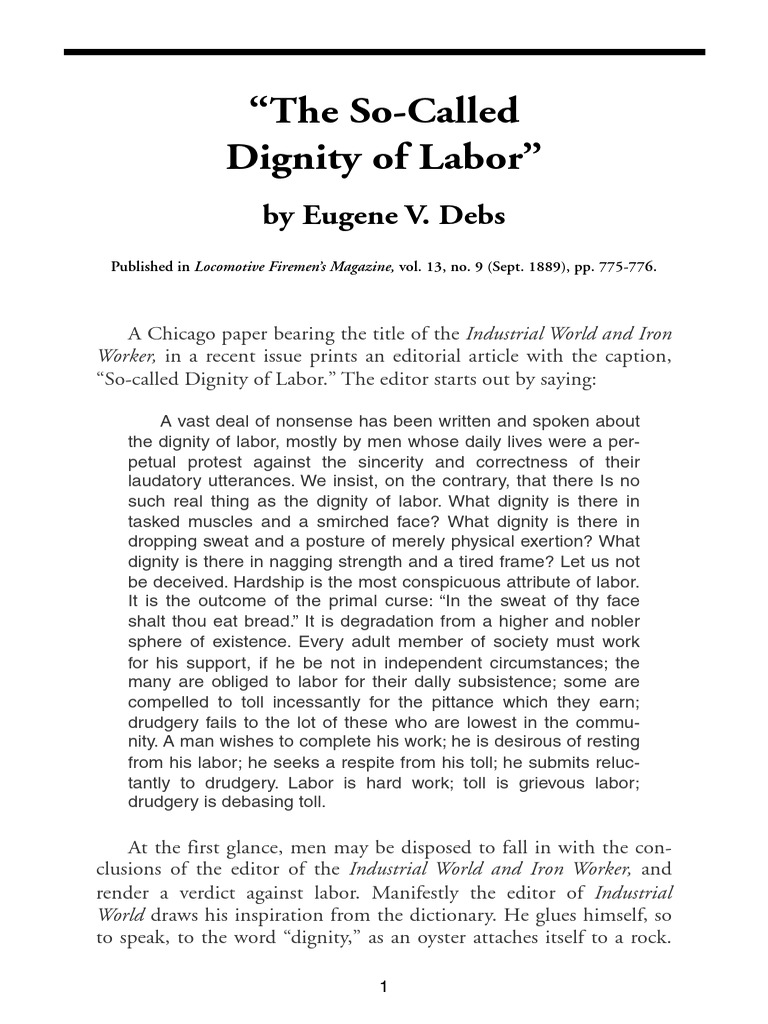 The So-Called Dignity of Labor - Eugene V Debs | PDF