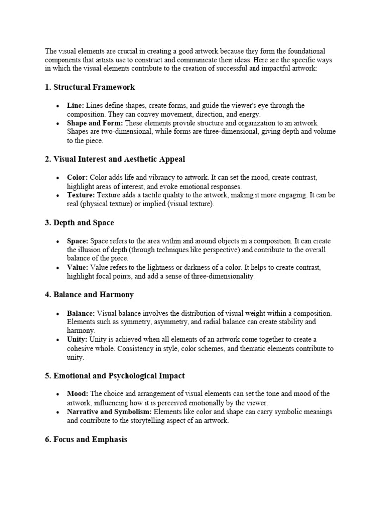 Importance of Visual Art | PDF | Composition (Visual Arts)