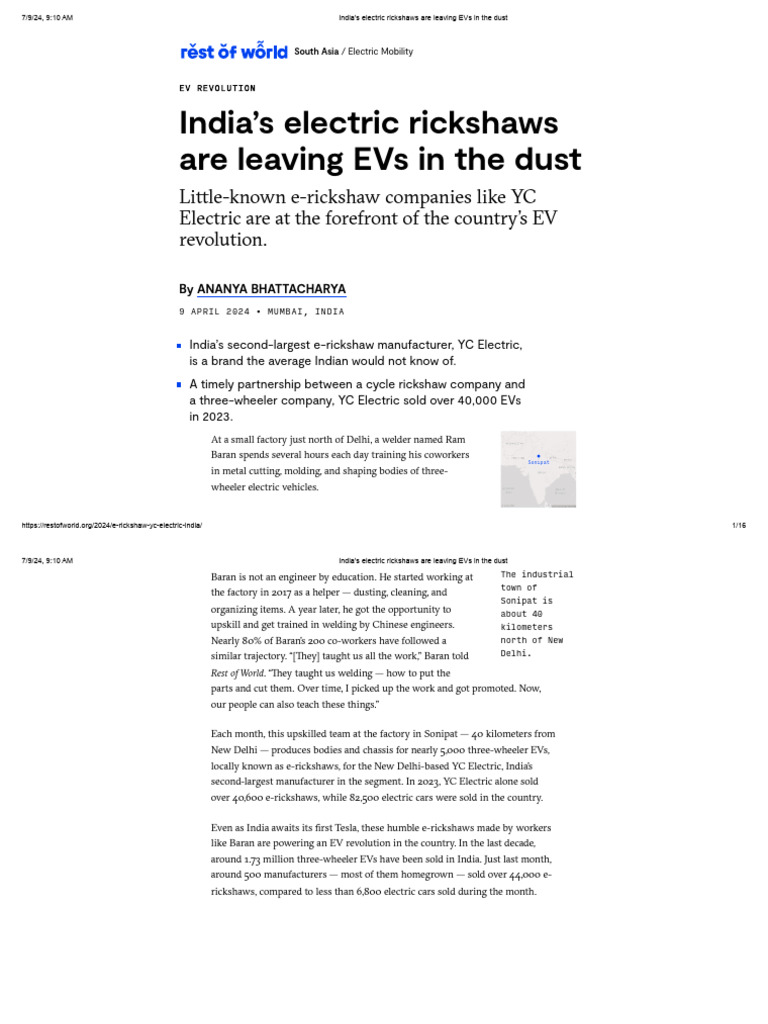 India's E-Rickshaw Revolution: YC Electric | PDF | Electric Vehicle ...