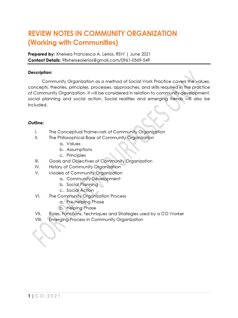 Review Notes in Community Organization | PDF | Community | Society