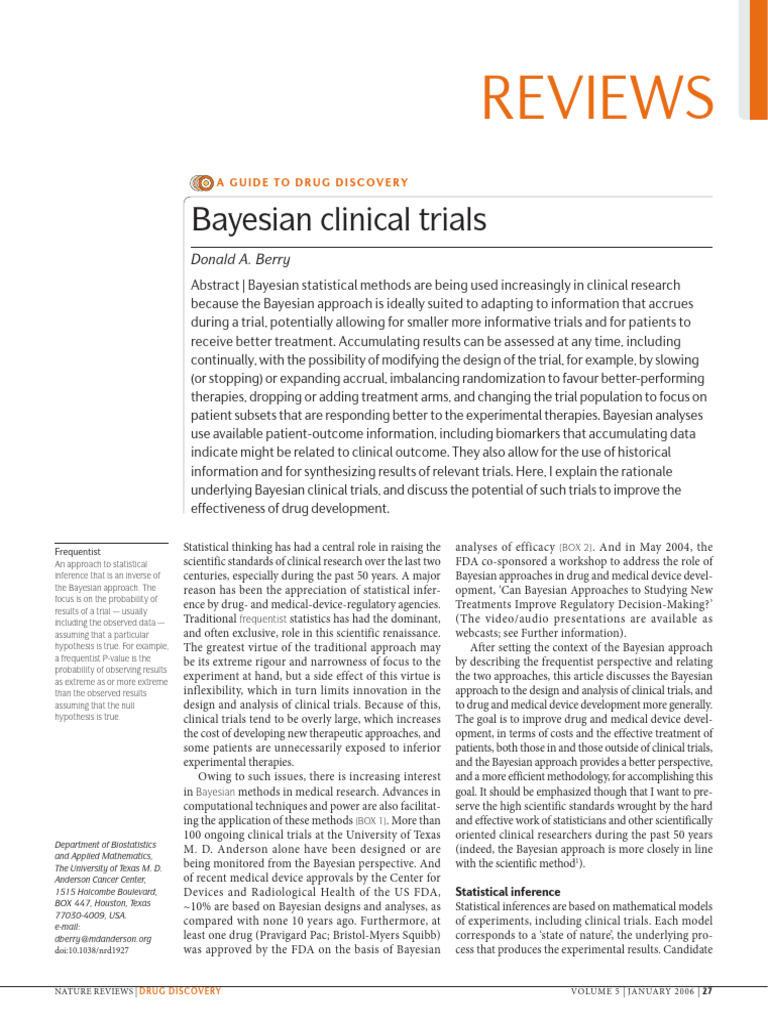 Bayesian Clinical Trials | PDF | P Value | Statistics