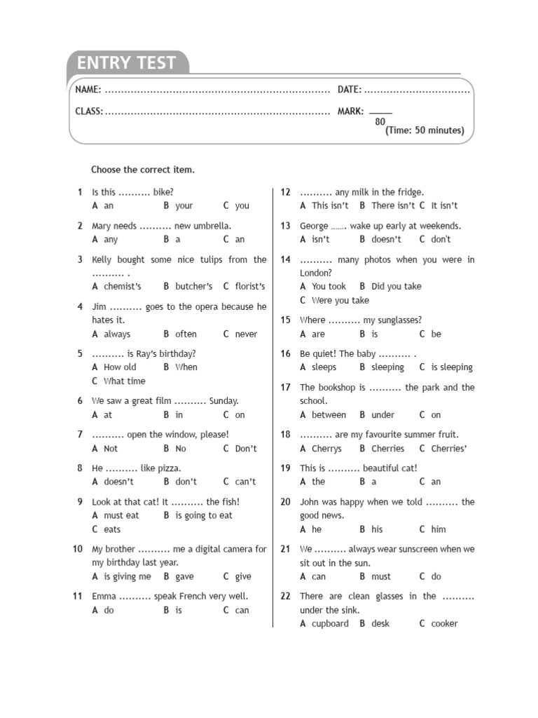 01 Entry Test ACTION 2 | PDF 01 Entry Test ACTION 2 | PDF