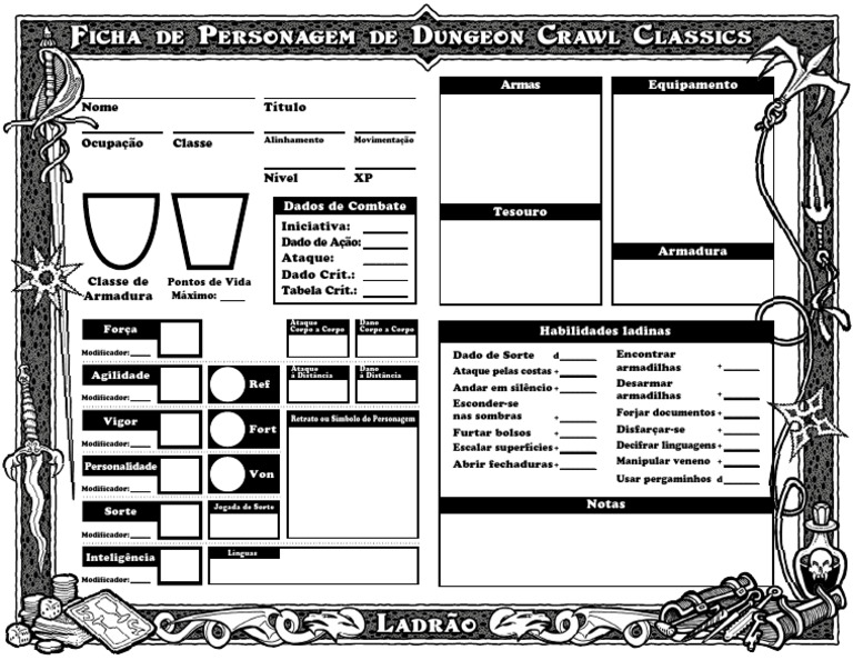 Outros DCC RPG Ficha Editavel Ladrao | PDF | Gameplay de videogame | Jogos Outros DCC RPG Ficha Editavel Ladrao | PDF | Gameplay de videogame | Jogos