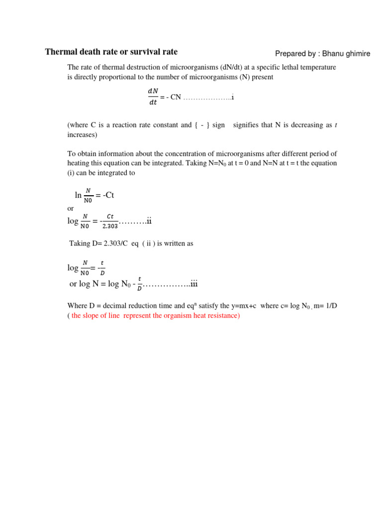 Thermal Death Rate or Survival Rate | PDF | Sterilization (Microbiology ...