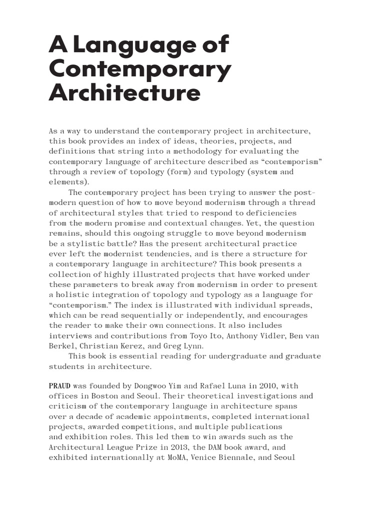 2) A Language of Contemporary Architecture An Index of Topology and ...