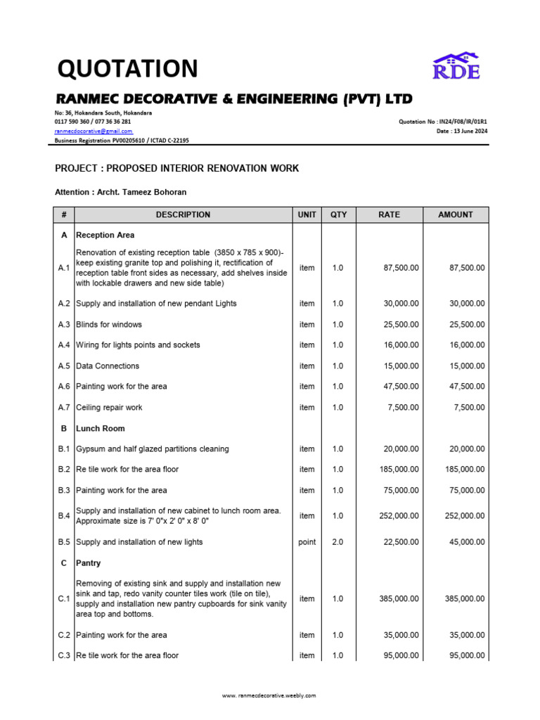 Quotation - R1 Office Area | Download Free PDF | Tile | Roof