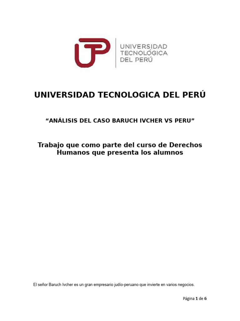 Analisis Del Caso Baruch Ivcher Vs Peru | PDF | Convenio europeo de ...