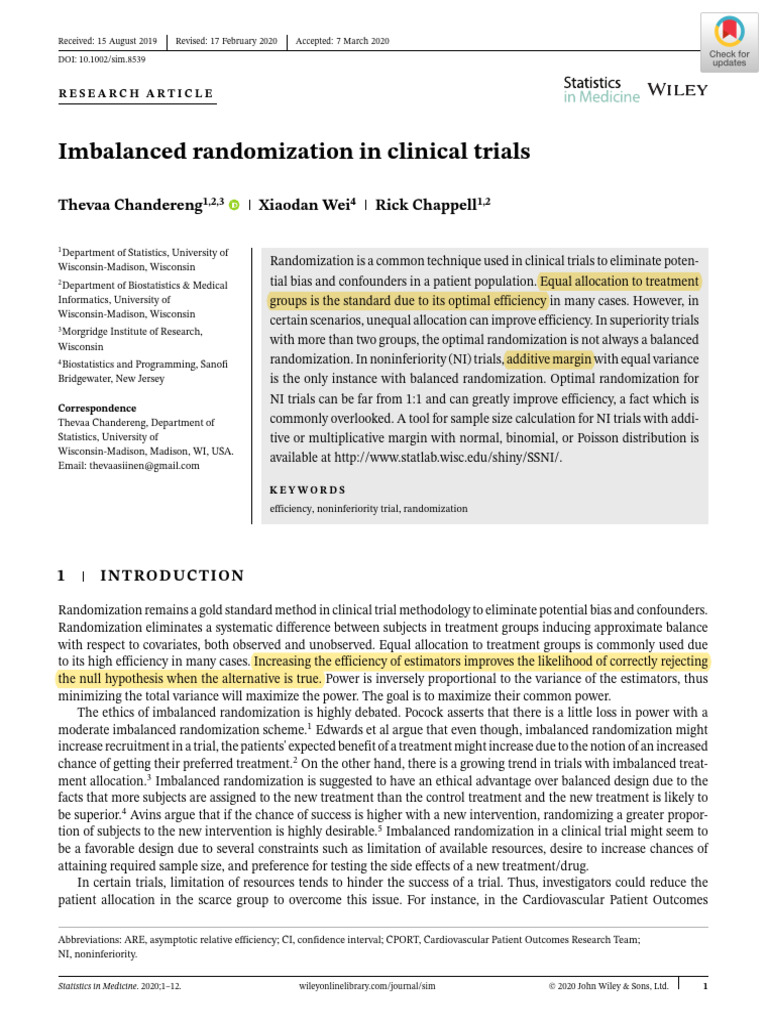 Imbalanced Randomization In Clinical Trials Sim Download Free Pdf