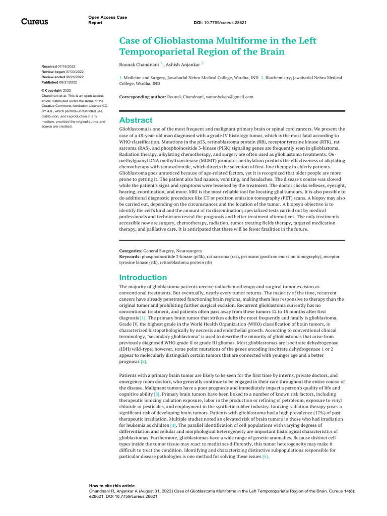 Case of Glioblastoma Multiforme in The Left | PDF | Brain Tumor ...