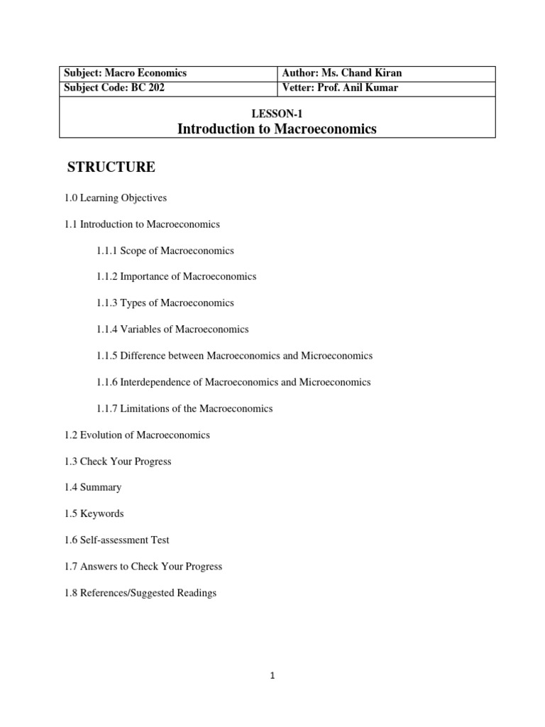 Introduction To Macroeconomics Structure | PDF | Macroeconomics | Economics