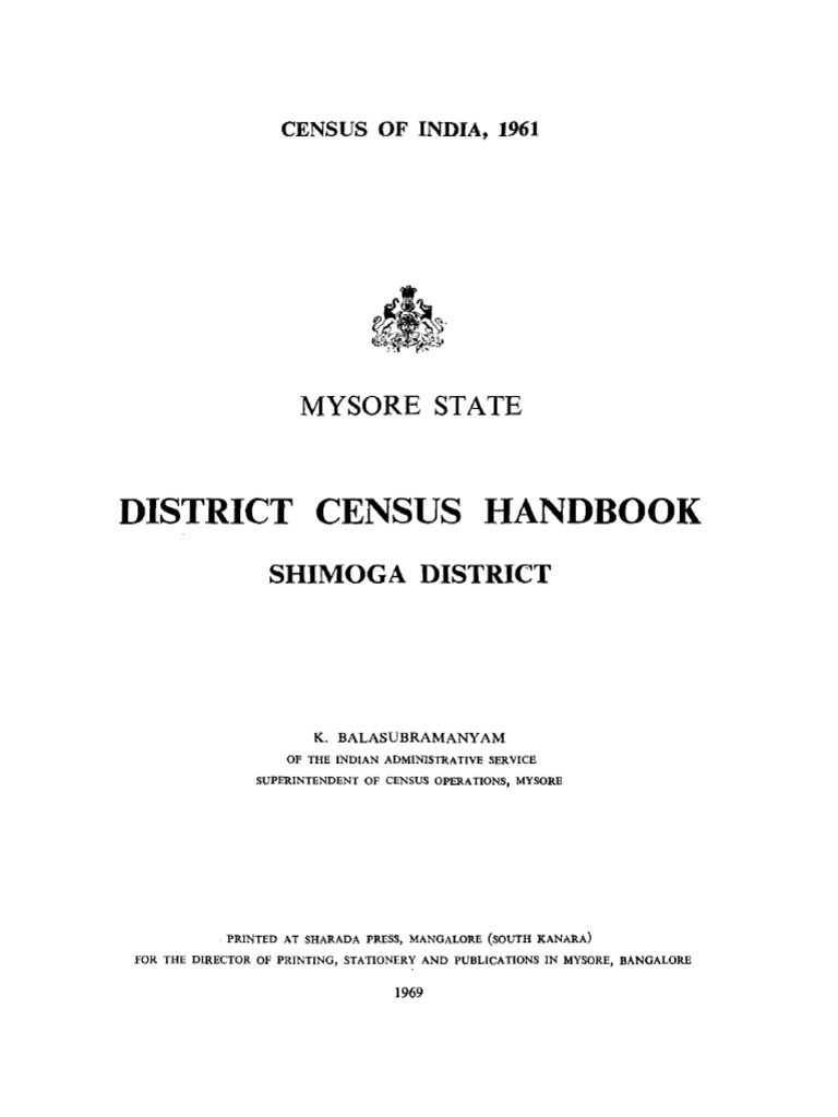District Census Handbook: Mysore State | PDF