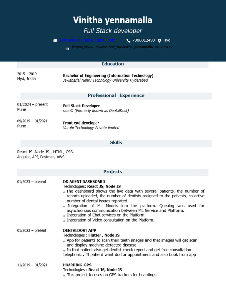 Vinitha Yennamalla Resume | PDF | Computing | Information Technology