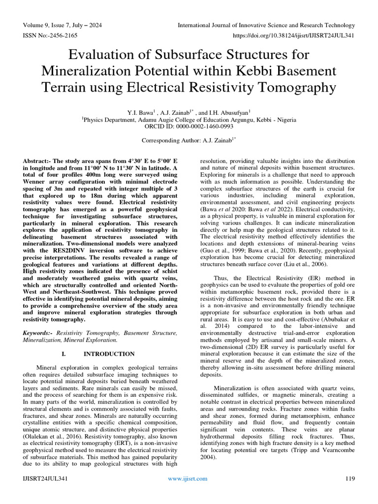 Evaluation of Subsurface Structures For Mineralization Potential Within Kebbi Basement Terrain ...
