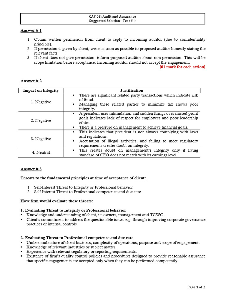 Test 4 - Suggested Solution-2 | PDF | Business