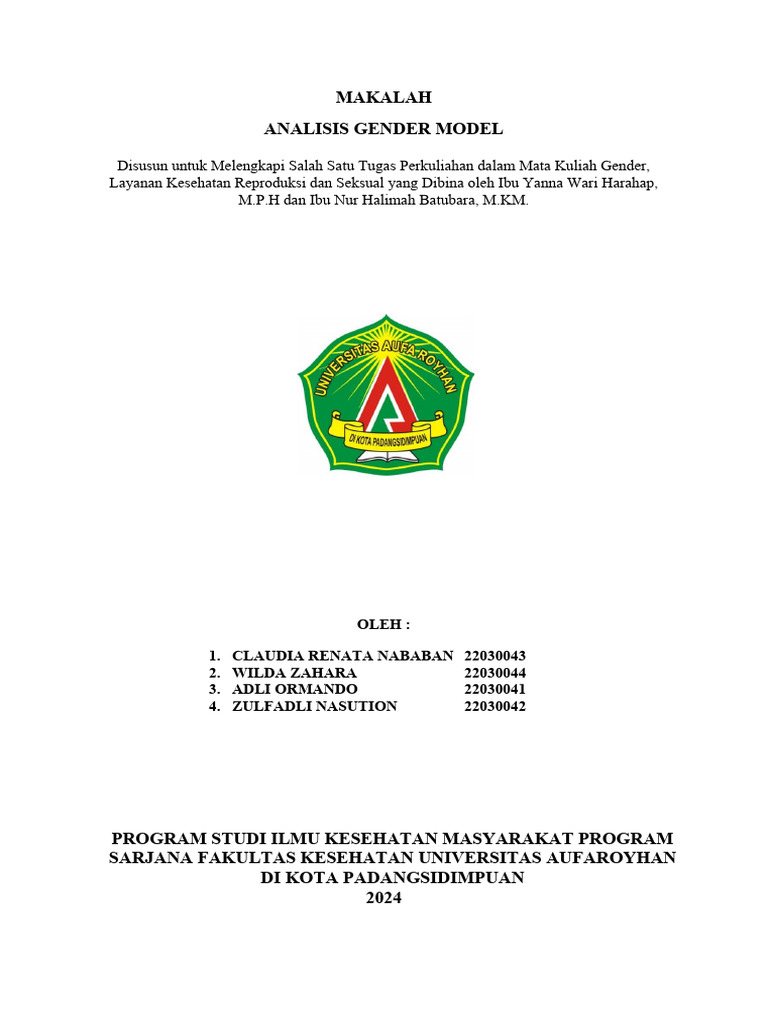 Analisis Gender Model | PDF