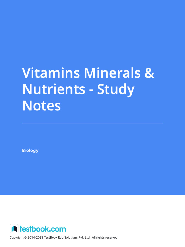 Vitamins Minerals & Nutrients - Study Notes | PDF | Carbohydrates ...